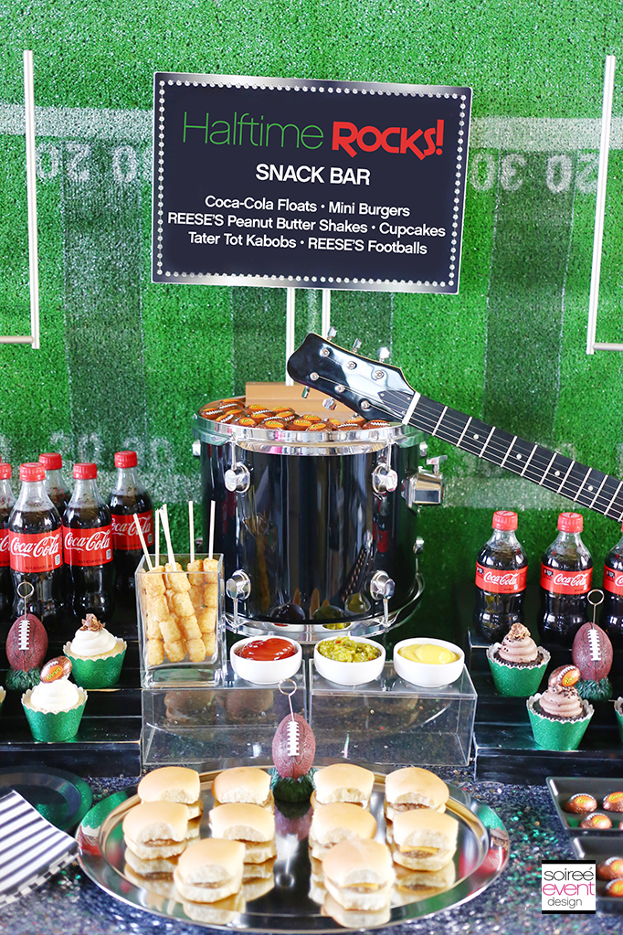 HALFTIME ROCKS Football Party Snack Bar Ideas Soiree Event Design